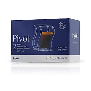 JoyJolt Pivot Espresso Shot Glass – Set of 2 oz Espresso Cups with Unique Design – Double Walled Thermo Espresso Glasses for Home or Professional Bar Use– Set of 2 Thermal Glassware for Morning Coffee