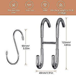 Shower Hooks Set Kamtop 3 PCS Shower Door Hooks Double Towel Rack 2PCS Single Door Hook Over Door Hooks for Bathroom Frameless Glass Shower Door Towel Hooks Shower Squeegee Hooks