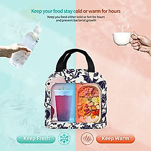 Halloween Bat Flower Lunch Bag Insulated Tote Cooler for Women ,small Lunch Box bags Reusable Womens Freezable Cooling cute Halloween Bat Flower with Container Waterproof