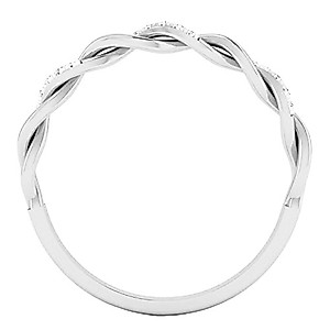 Dazzlingrock Collection 0.05 Carat (ctw) 14K Round Diamond Bridal Wedding Band Stackable Swirl Ring, White Gold, Size 6