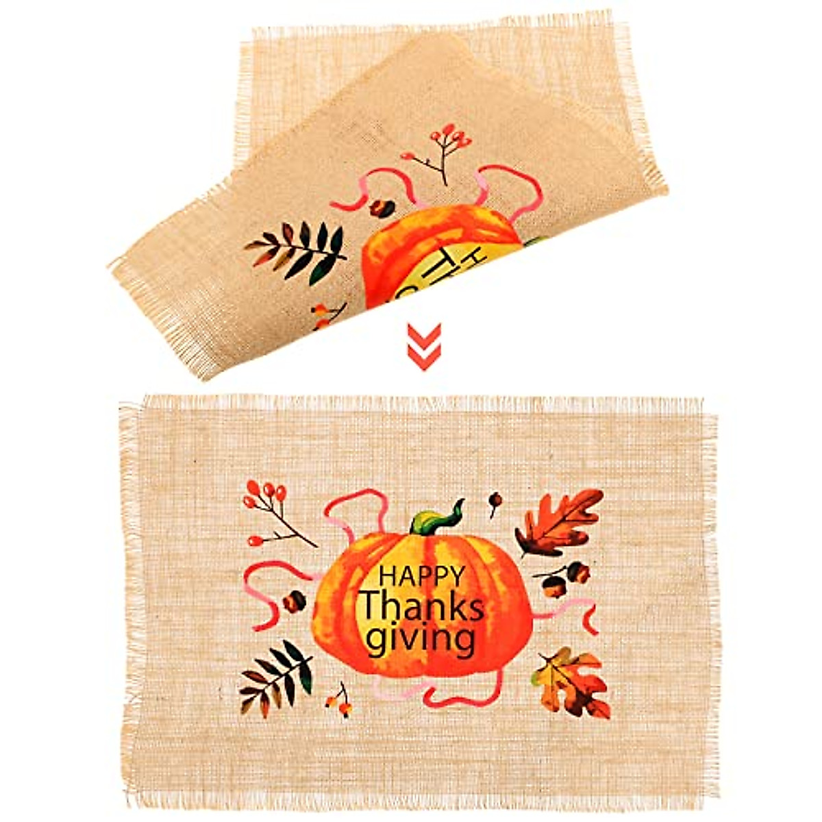 Thanksgiving Table Pad Home Decor 4pcs Thanksgiving Home Dinner Decoration Jute Mats Pumpkin Table Mat Insulation Mats Fall Decor Burlap Placemats