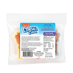 Hartz Chew 'n Clean Dental Duo Dog Treat & Chew Toy, Color Varies, Extra Small, 6 Count