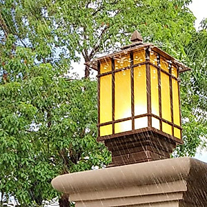 JSBDPHW European Style E27 Pillar Lamp Outdoor Waterproof Gate Column Light Glass Lampshade Villa Courtyard Garden Decoration Post Light Lawn Base Landscape Light