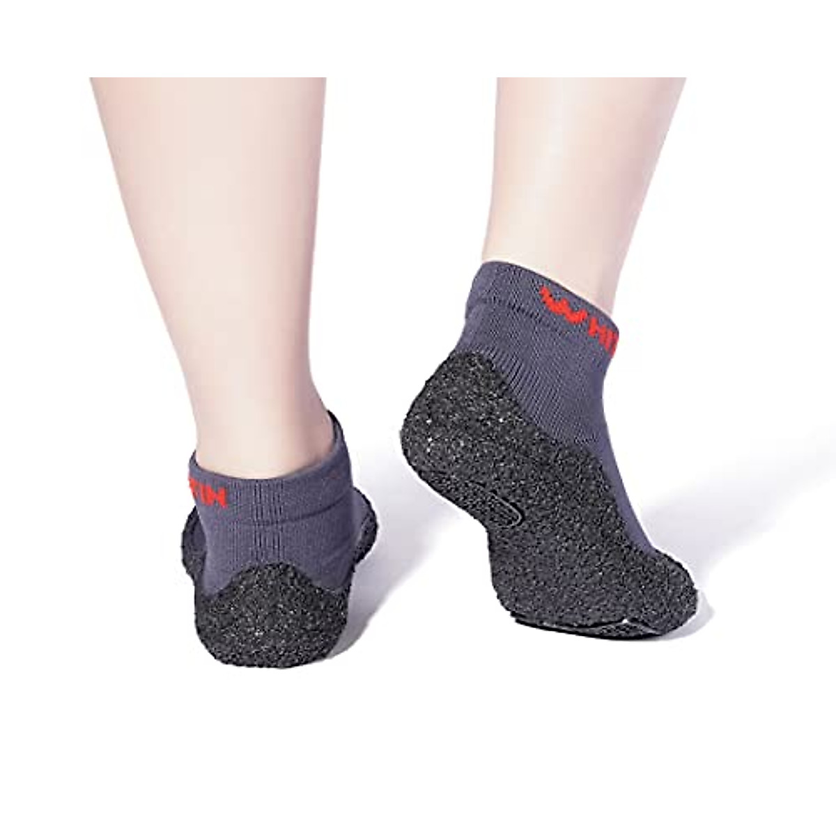 WHITIN Womens Barefoot Sock with Soles Running Shoes Barre Minimalist Fitness Size 12 for Ladies Sticky Zero Drop Yoga Beach Water Athletic Hiking Grey