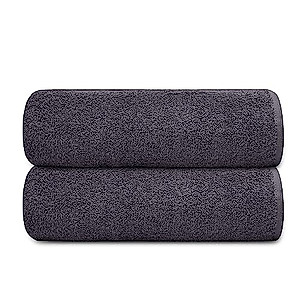 Brooklyn Linen Beach Towel Set | 45x75 Inches Pack of 2 | Oversized & Lightweight | Highly Absorbent & Quick Dry | Large Thick Bath Sheets | Premium Quality Towel | Charcoal Grey