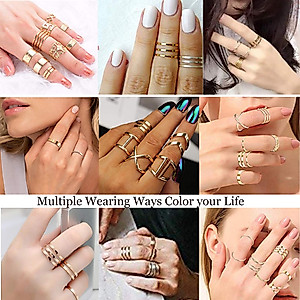 LOYALLOOK 4Pcs 316L Stainless Steel Stackable Knuckle Midi Rings for Women's Minimalist Chevron V Ring Line Adjustable Nail Thumb Ring Set