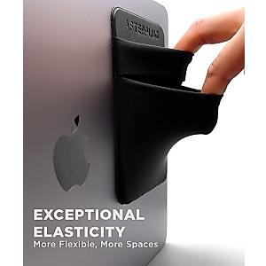 Afterplug 2-Pocket Pouch for Laptop with Reusable Adhesive, for Portable External SSD SanDisk, Samsung T7, Crucial X8, Apple Magic Mouse, Ledger Nano, USB Cable - Black