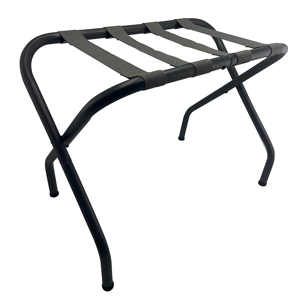 Luggage Rack l Hotel-Quality Durable Steel Folding Suitcase Stand for Guests and Travelers l Keeps Luggage Organized and Off the Floor l Set of 2 l GRAY