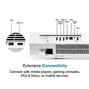 Optoma CinemaX P2 Smart 4K UHD Laser Projector for Home Theater 3000 Lumens Superior Image with Laser & 6-Segment Color Wheel (Renewed)