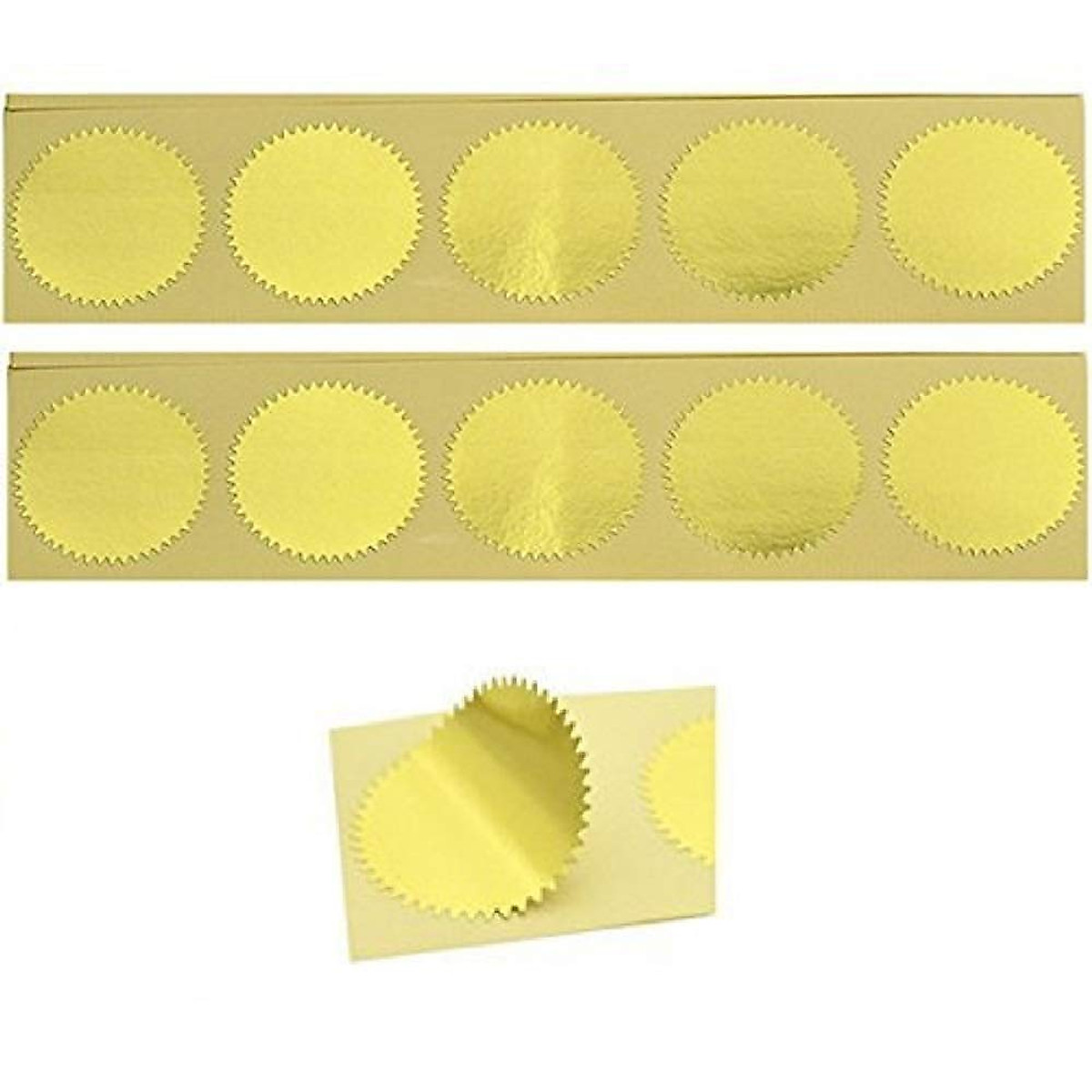 UNIQOOO 100pcs Gold Embossed Foil Blank Certificate Self-Adhesive Sealing Stickers - Perfect for Invitations, Certification, Graduation, Notary Seals, Corporate Seals, and Personalized Monogram Emboss