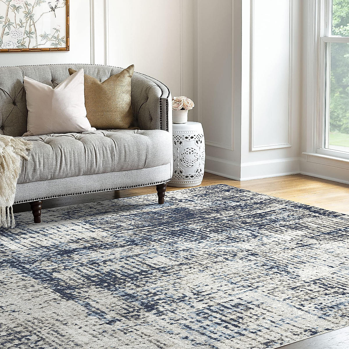Samuel Navy Modern Large 8x10 Area Rug 8x10 - Area Rugs for Living Room - Dining Room Rug - Bedroom Rug - Kitchen Rug - Entryway Rug Carpet - Alfombras para Salas Grandes Modernas - Contemporary