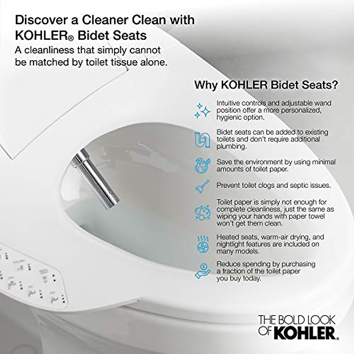 Kohler 4108-0 Bidet Seat, one-size, White