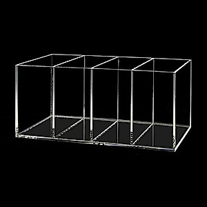 Acrylic Pen Holder 4 Compartments Clear Pencil Holder Organizer Makeup Brush Holder