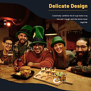 LOBUBT Tequila Shot Board Shot Glasses Display Case with Salt Rim Wooden Serving Tray for Whiskey,Tequila,Vodka,Espresso,Liqueurs, Party & Collection Housewarming,Christmas Gifts