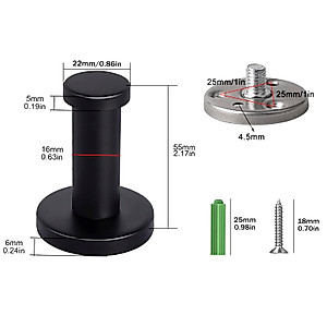 ZPJWYME 6 Pcs Towel Hooks Matte Black 2.2" Round Towel Holder 304 Stainless Steel Robe Hook Holder Robe Hook for Wall Clothes Wall Hooks for Bathroom Kitchen Bedroom