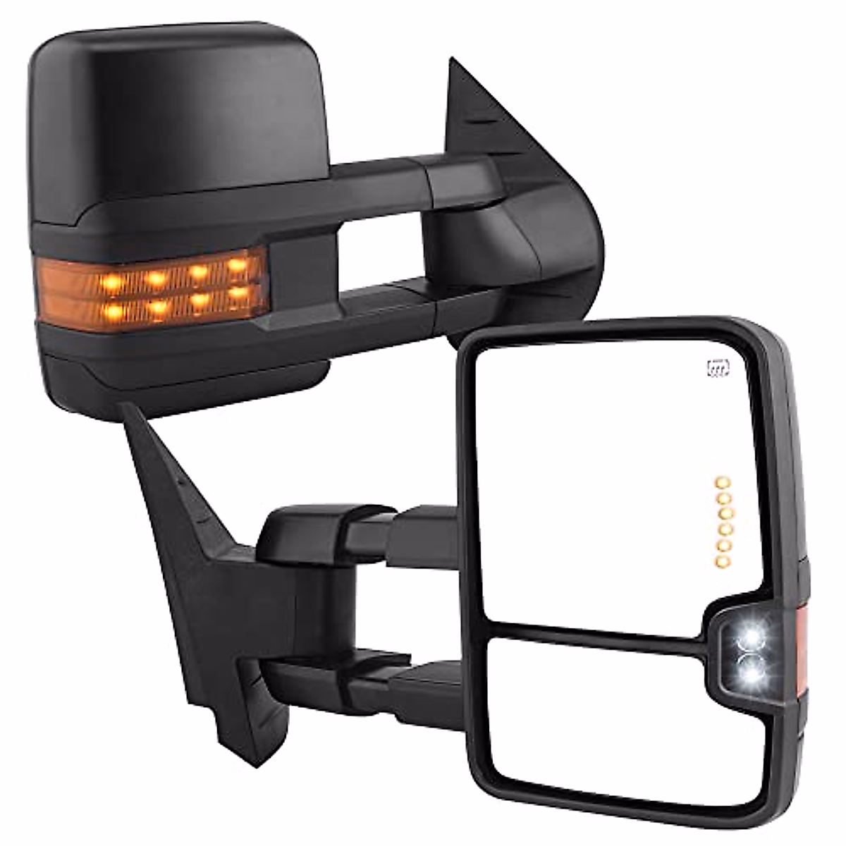 YITAMOTOR Towing Mirrors Compatible with 2007-2014 Chevy Silverado 1500, 07-13 GMC Yukon 2500 Sierra 1500 Extendable Power Heated with Amber Signal Light Side Mirrors Pair