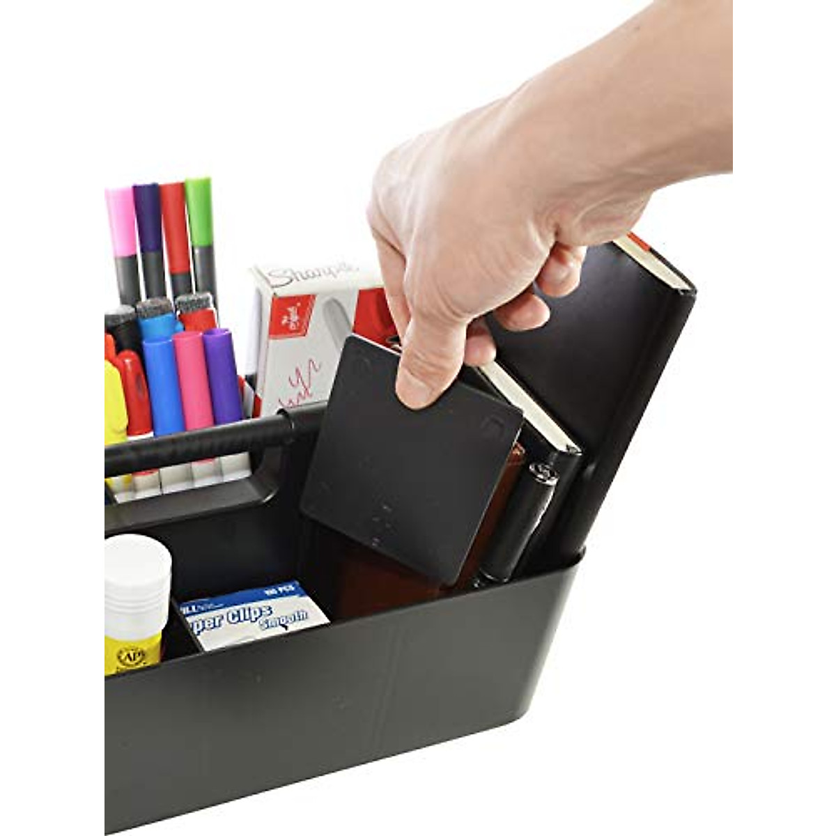 Enjoy Organizer - 8 Compartments DIY Dividers,Large Portable Caddy, Multi Purpose,Stackable, Modern Solution for School, office, Desktop Endless use of your Choice -MADE IN USA (Black)