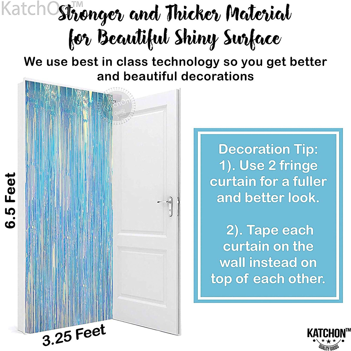 KatchOn, XtraLarge Neon Iridescent Streamers - 3.2x6.5 Feet Iridescent Party Decorations | Iridescent Fringe Curtain, Bachelorette Party Decorations | Iridescent Backdrop, Mermaid Birthday Decorations