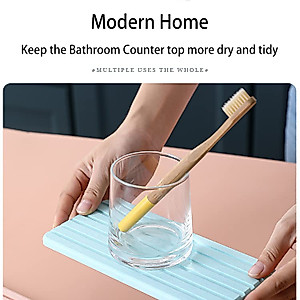 NiuYichee 2 PCS Water Absorbent Diatomite Coasters Rectangle, Grooved Design, Water Absorbing Stone Used for Hand Soaps & Plants & toiletries in The Modern Home (White)