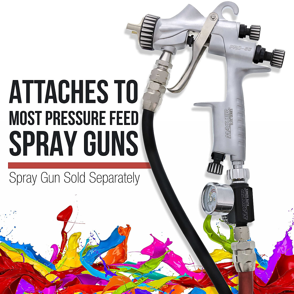 Master Elite Series 12 Foot Air and Fluid Hose Assembly Set with Fittings for Spray Guns, Paint Pressure Pot Tanks, Professional Heavy Duty - Air Hose 3/8" NPS, 5/16" ID - Fluid Hose 1/4" NPS, 1/4" ID