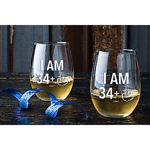 35th Birthday Gifts Wine Glass Men Women | 1989 Birthday Gift for Man Woman turning 35 | Funny 35 th Party Supplies Decorations Ideas | Thirty Five Year Old Bday | 35 Middle Finger Gag Wine Presents