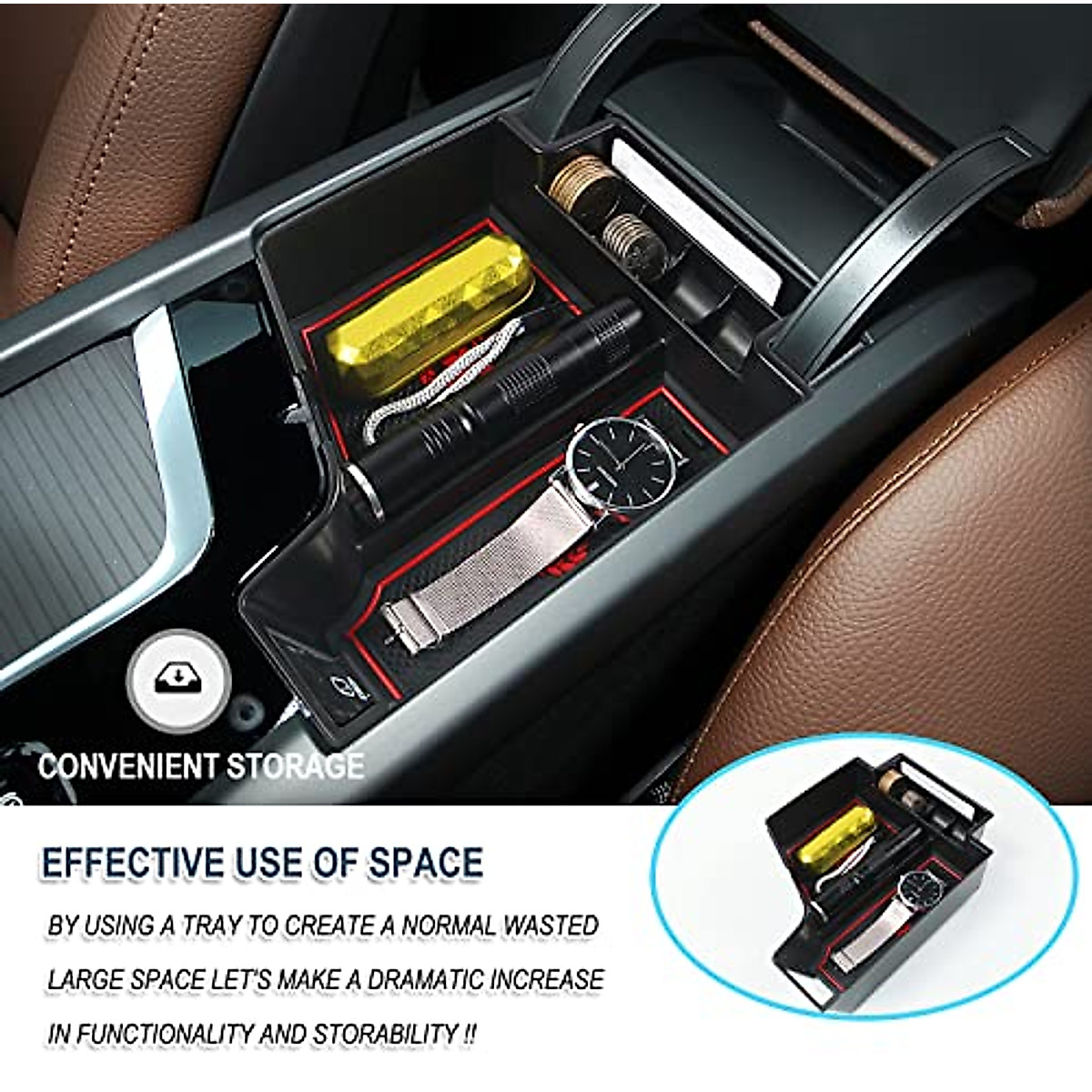 for Volvo Center Console Organizer 2018+ Volvo XC60 Auto Console Organizer Volvo XC60 Accessories Armrest Console Tray Compatible with 2018 2019 2020 2021 2022 2023 Volvo(XC60 XC90 S90 V90 S60 V60)