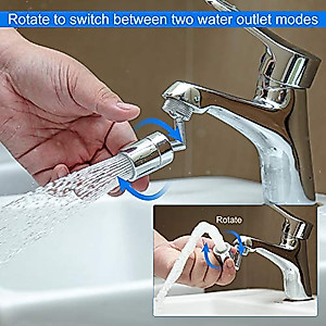 KaiHX Universal Splash Filter Faucet with Adapter, 720° Rotatable Faucet Sprayer with 2 Water Outlet Modes, Leakproof Design with Double O-Ring, Anti Splash, Oxygen Enriched Foam, 4 Layer Net Filter