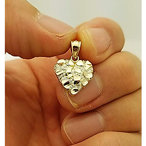 AMZ Jewelry 10k Yellow Gold Heart Nugget Pendant Nugget Heart Charm