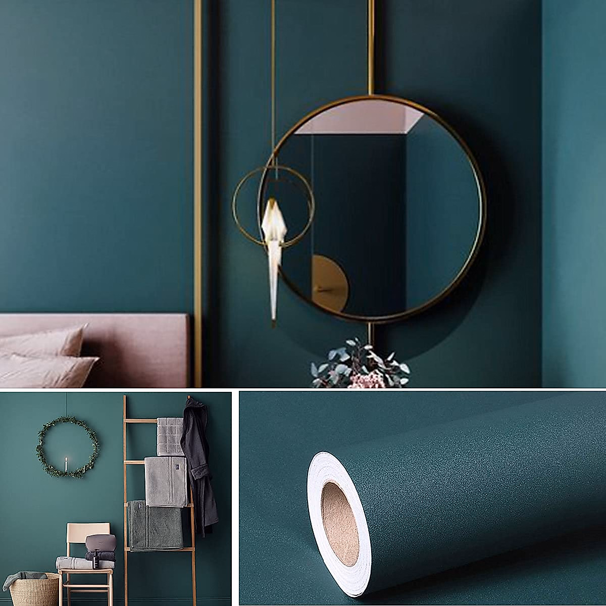 Peel and Stick Dark Oliver Green Wallpaper Matte Texture Sticker Decorative Adhesive Vinyl for Drawer Cabinet Shelf Liners Waterproof Removable (Dark Oliver Green, 15.8X100inch)