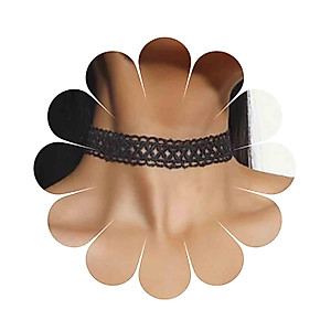 Aneneiceera Boho Black Lace Necklace Chain Hollow Lace Choker Necklace Adjustable Black Cord Necklace Sexy Lace Tattoo Necklace Black Collar Necklace Chain Jewelry for Women (Black)