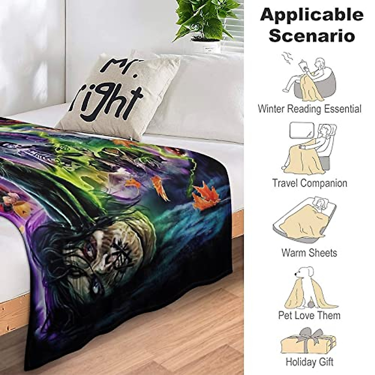 Lsolivlt Halloween Super Soft Throw Blanket Air Conditioner Blanket Air Conditioner Blanket for Couch Sofa Chair Office Travelling Camping Gift (Black1, 60''X50'')