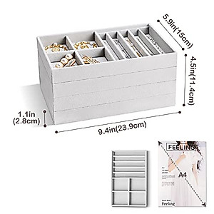 ProCase Set of 4 Stackable Jewelry Organizer Trays Bundle with Set of 3 Stackable Jewelry Trays Organizer for Drawers