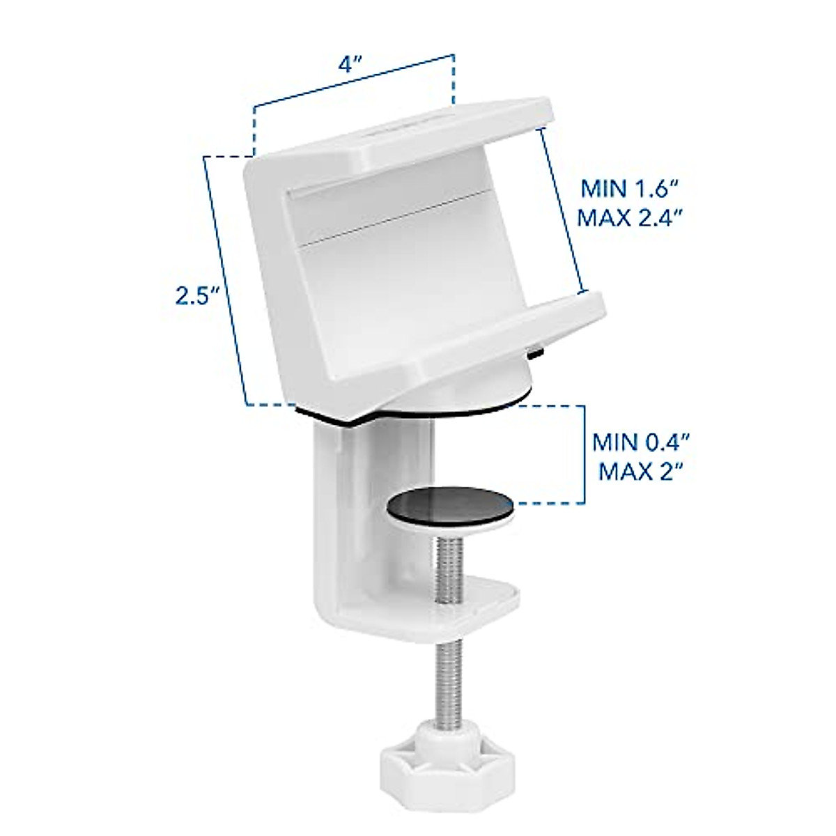 Mount-It! Power Strip Holder Clamp Desk Mount with Included Surge Protector | White Desktop Power Outlet with 3 USB Ports and 3 AC Power Outlets | Adjustable Power Strip Clamp Mount