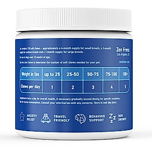Zen Bites - Calming Chews for Pets - 120 Count - Organic Hemp Treats for Dogs & Cats - Stress Relief - Promotes Relaxation - Thunderstorms - Fireworks - Travel Friendly