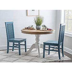 Linon Natural and White 2 Tone Pedestal Dining Harris Table