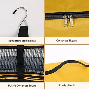 Surblue Hanging Shelves Travel Compression Packing Cube for Carry-on Luggage Suitcase Collapsible Transformable Garment Closet Organizers Large Capacity, Yellow, XL