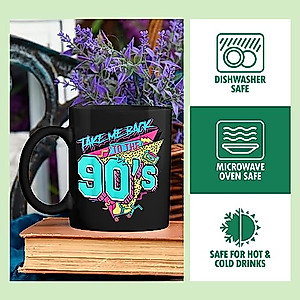 TUANDANG Take Me Back To The 90s Born 1990s Nostalgia 90s Birthday Black Coffee Mug 11oz…