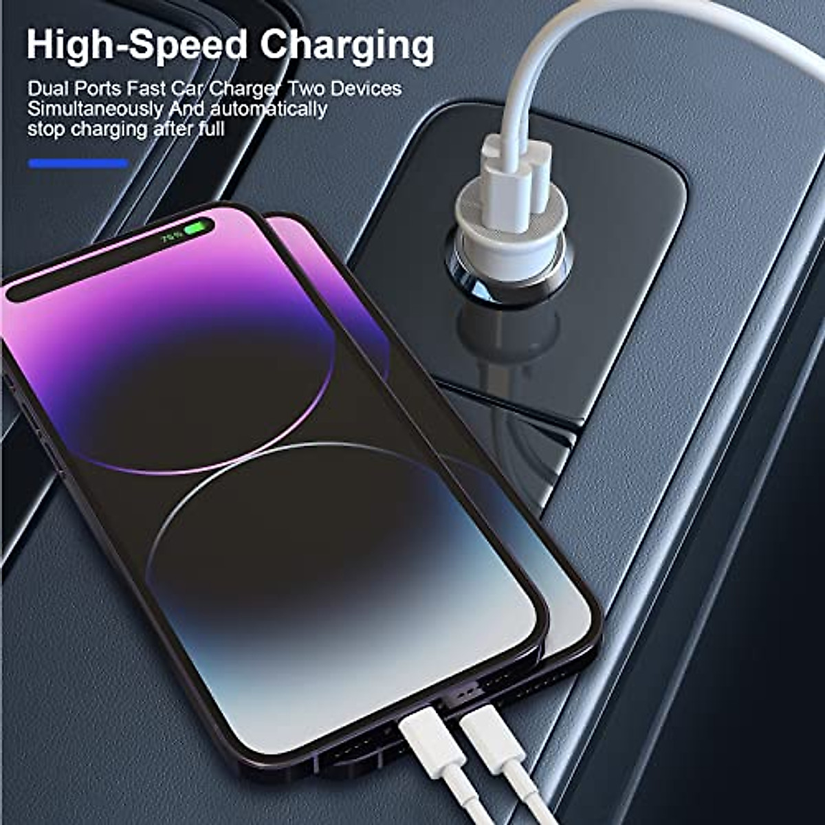 iPhone Car Charger, [Apple MFi Certified] 20w USB C Charger Block, 2Port PD/QC 3.0 Car Charger Adapter with 2Pack 3ft USB C to Lightning Cable for iPhone 14/13/12/11/Pro/Pro Max/XR/X8/iPad/Airpods