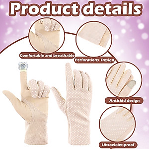 3 Pairs UV Gloves Sun Protection Women Driving Gloves Summer Sunblock Gloves for Driving Riding Outdoor (Purple, Dark Pink, Light Beige, Medium)