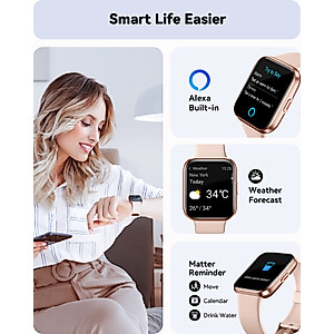 ENOMIR Smart Watch for Women, Compatible with iPhone/Samsung/Anroid Answer/Make Call& Alexa Built-in, Fitness Tracker with 100 Sports 5ATM Waterproof, Smartwatches with Heart Rate SpO2 Sleep Monitor