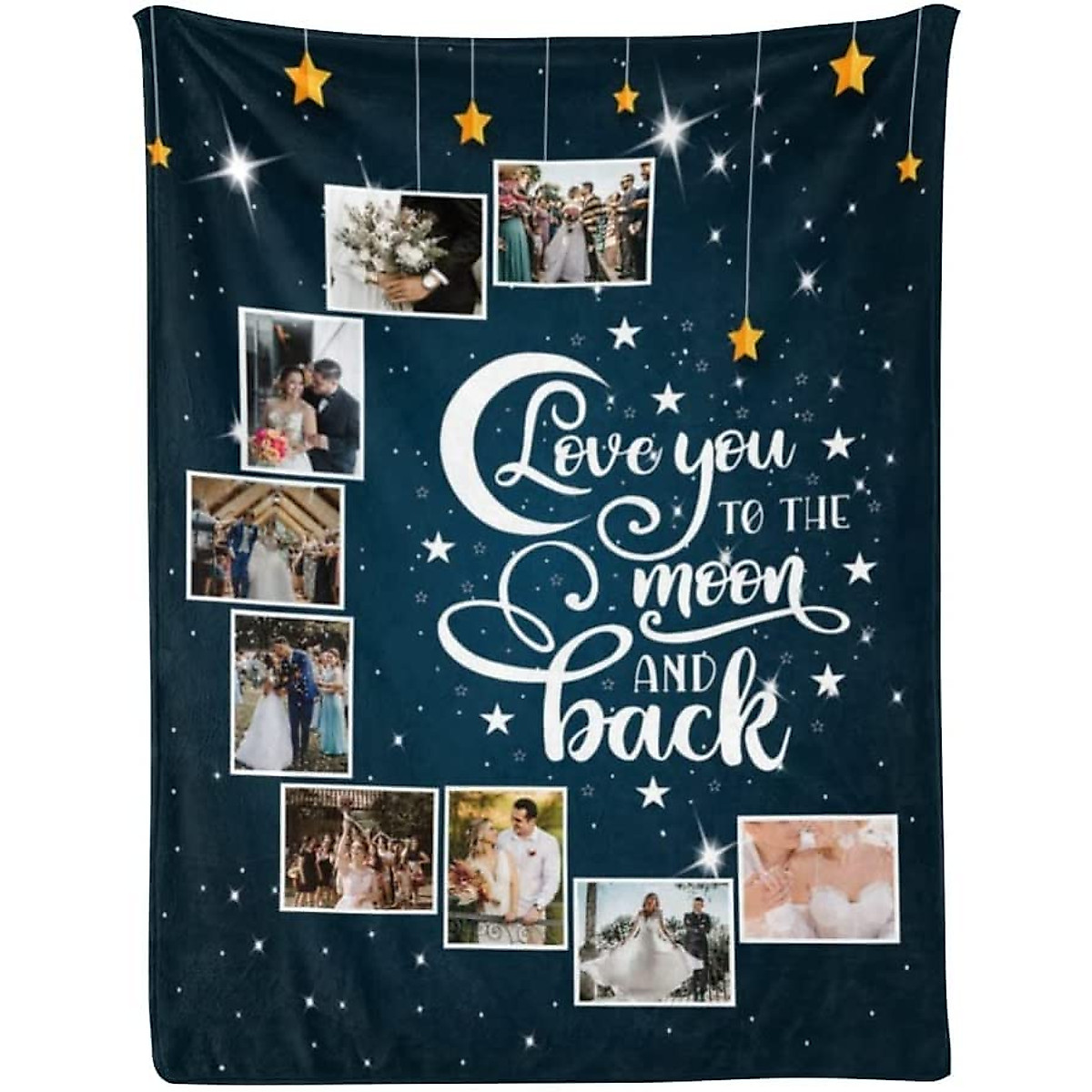 Love You to The Moon and Back Custom Blanket, Pesonalized Throw Blanket with Photos, Super Soft Blankets for Men, Women (30"x40")