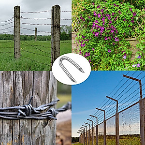 OMOTOOL Steel Wire Fencing Staples (70 pcs), 3.6 * 30mm-Heavy Duty Galvanized U-shaped fasteners Nails for Wire Mesh and Woven Fencing