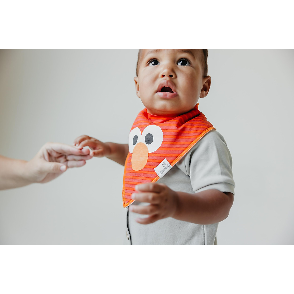 Copper Pearl Baby Bandana Bibs - 4 Pack Soft Cotton Baby Bibs for Drooling and Teething, Absorbent Drool Bibs for Baby Girl and Boy, Adjustable to Fit Newborns to Toddlers, Tons of Styles (Elmo)