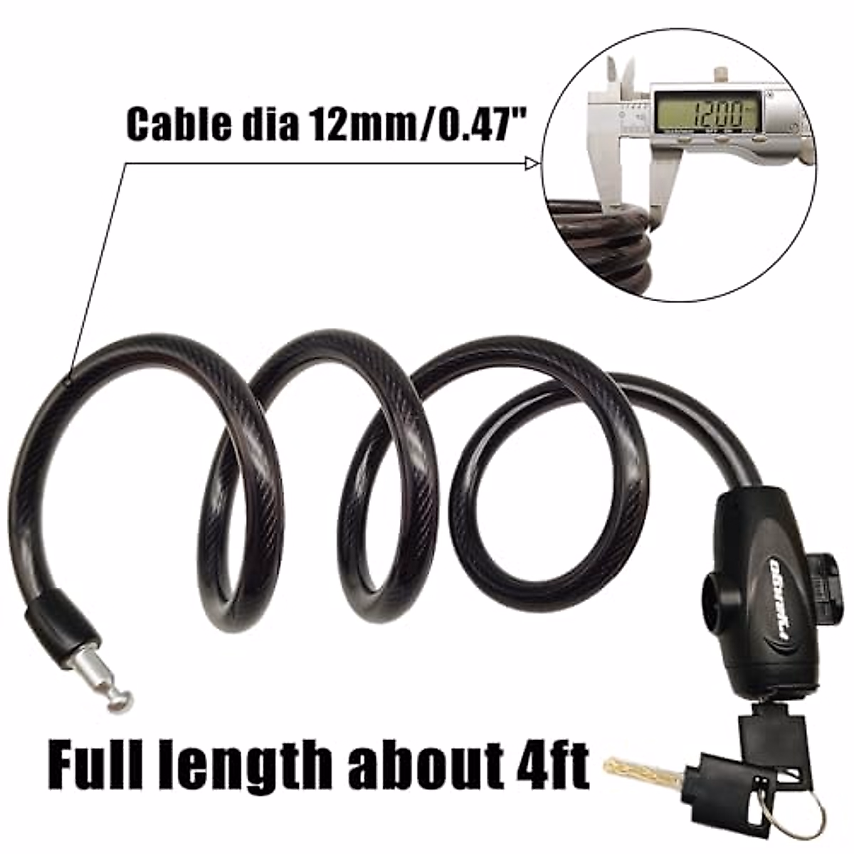 RYANGO Bike Lock, Bike Locks Heavy Duty Anti Theft, Bicycle Lock Bike Lock Cable with Mounting Bracket and 2 Keys, Bicycle Locks Bike Cable Lock for Road Bike Mountain Bike Scooters (Key lock)