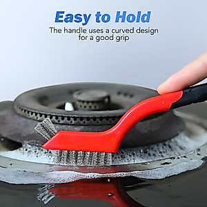 Wire Brush Set, 6 Pcs Brass/Stainless Steel/Nylon Wire Brushes for Cleaning with Curved Handle Grip for Rust Removal, Dirt, Paint Scrubbing