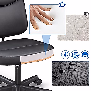 Yaheetech Armless Office Chair Ergonomic Desk Chair Low Back PU Leather Adjustable Swivel Chair Computer Task Chair, Black