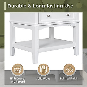 Dolonm 24 inch Bathroom Vanity without Sink, Base Only, Freestanding Vanity Cabinet with One Drawer and Open Shelf, Solid Wood Frame, White