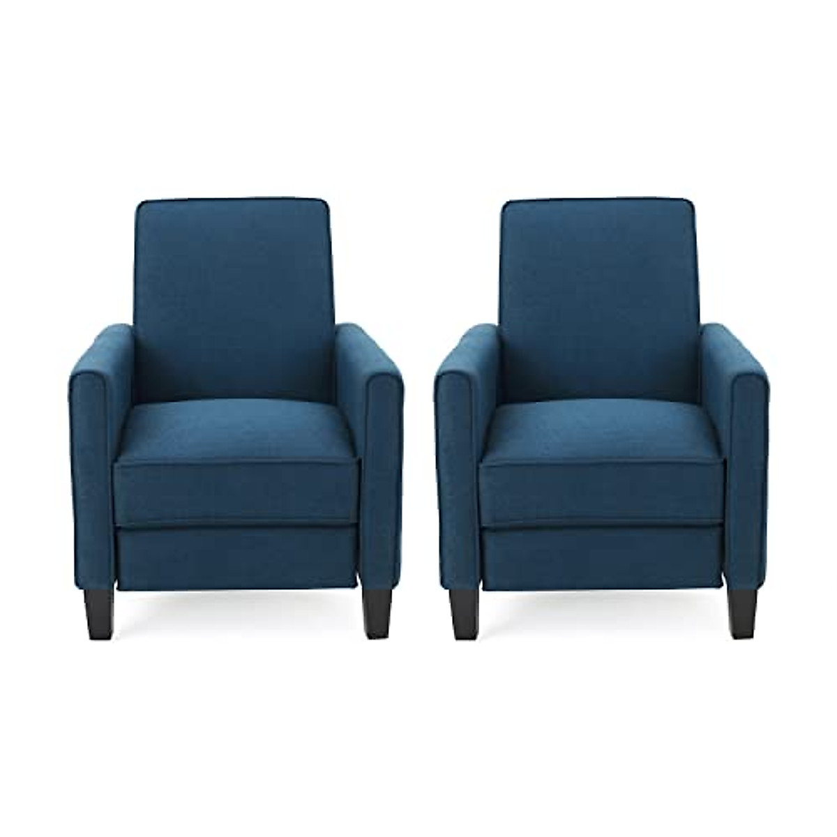 Christopher Knight Home Emmie Fabric Recliner (Set of 2), Navy Blue, Dark Brown