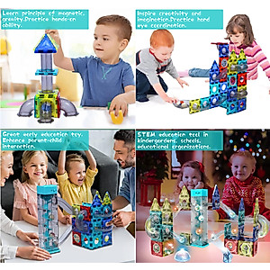 Couomoxa Elevator Magnetic Marble Run Race Track Magnetic Tiles Magnet Building Block Educational Construction Toy Play Set STEM Kit Toys for Kids Ages 3 4 5 6 7 8 10+Year Old Boys Girls Gift