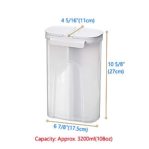 Poeland Storage Jars Canisters with Built-in partition / 4 compartments for Spaghetti Pasta Noodles Cereal - White